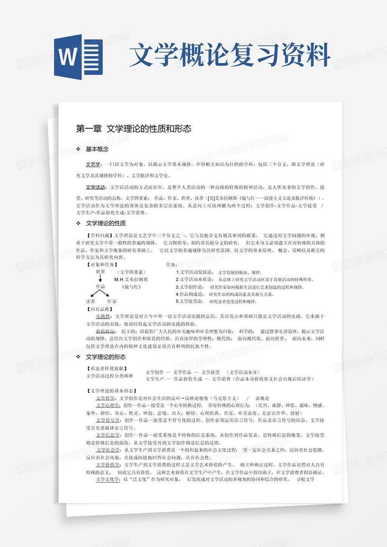 文学概论复习资料Word模板下载 编号lebxbjnb 熊猫办公