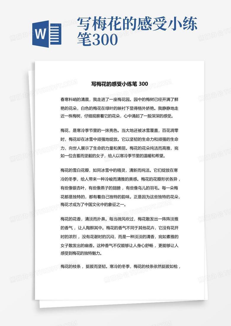 写梅花的感受小练笔300Word模板下载 编号qmwengrg 熊猫办公
