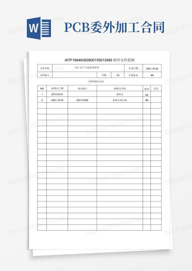 pcb生产工装管理程序Word模板下载 熊猫办公