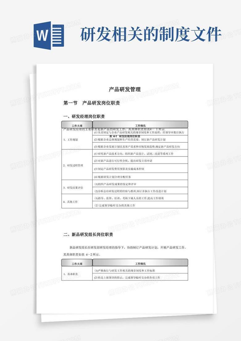 产品研发管理制度Word模板下载 编号qevkdjyb 熊猫办公