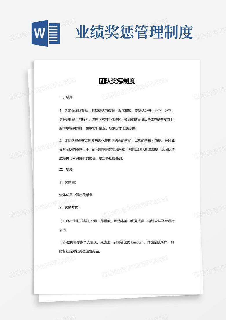 团队奖惩及绩效规章制度Word模板下载 熊猫办公