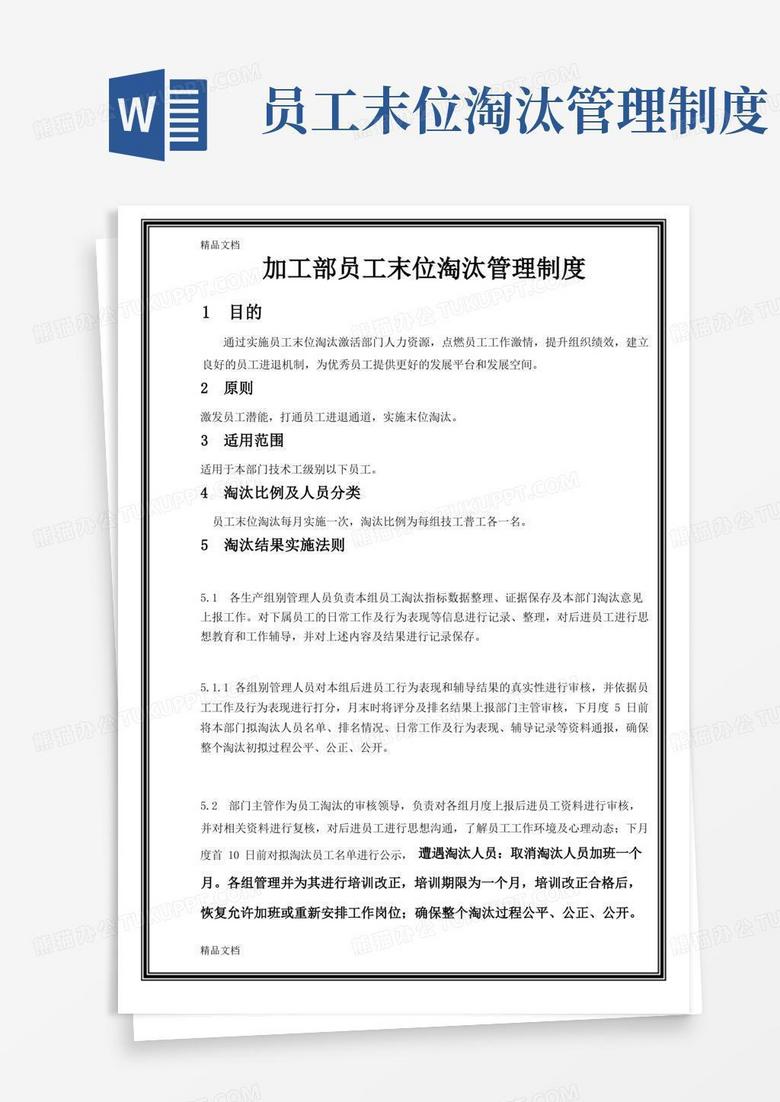 最新员工末位淘汰管理制度资料Word模板下载 熊猫办公