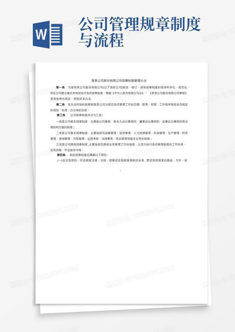 规章制度管理办法及流程图Word模板下载 熊猫办公