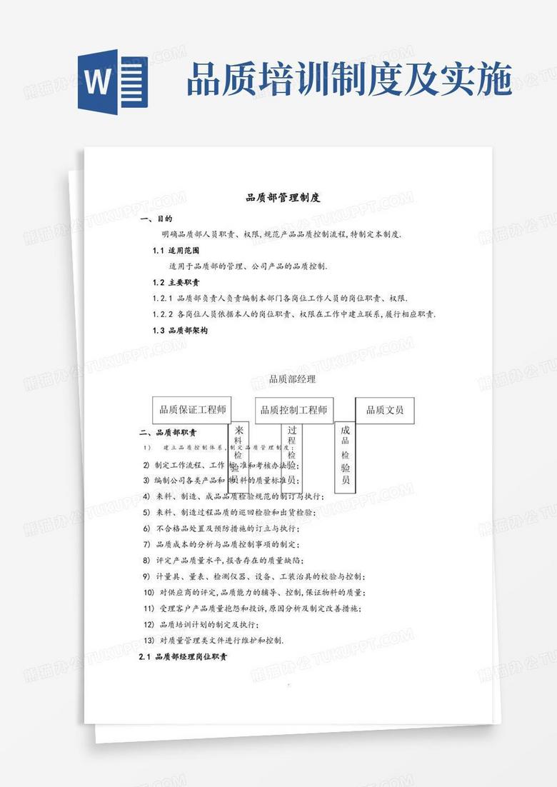 品质部管理制度汇编Word模板下载 熊猫办公