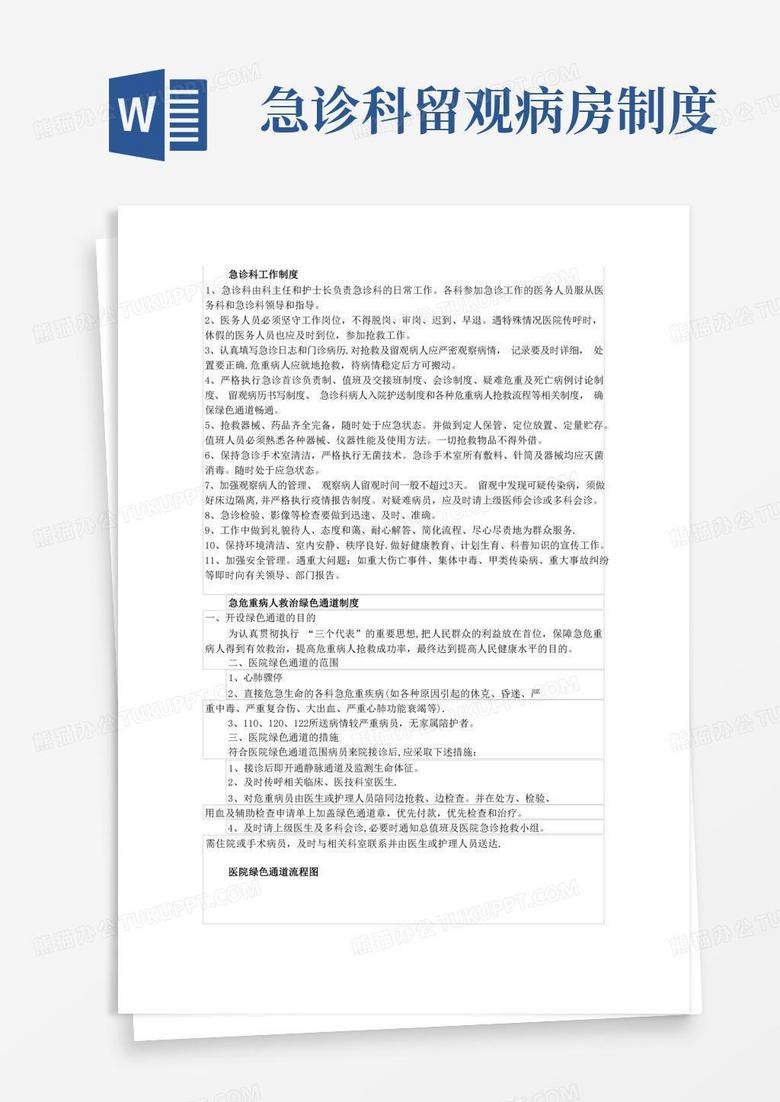 急诊科工作制度Word模板下载 编号qznoakmn 熊猫办公