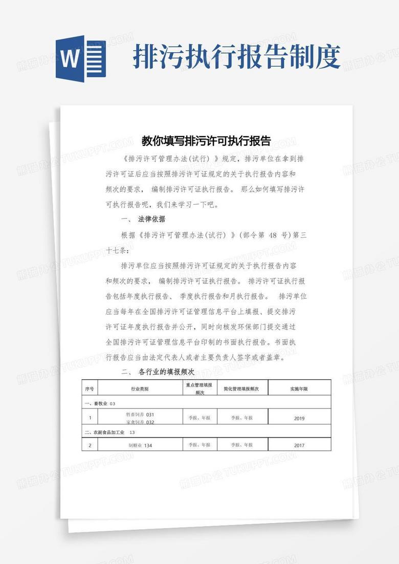 教你填写排污许可执行报告Word模板下载 编号lbxwpvay 熊猫办公