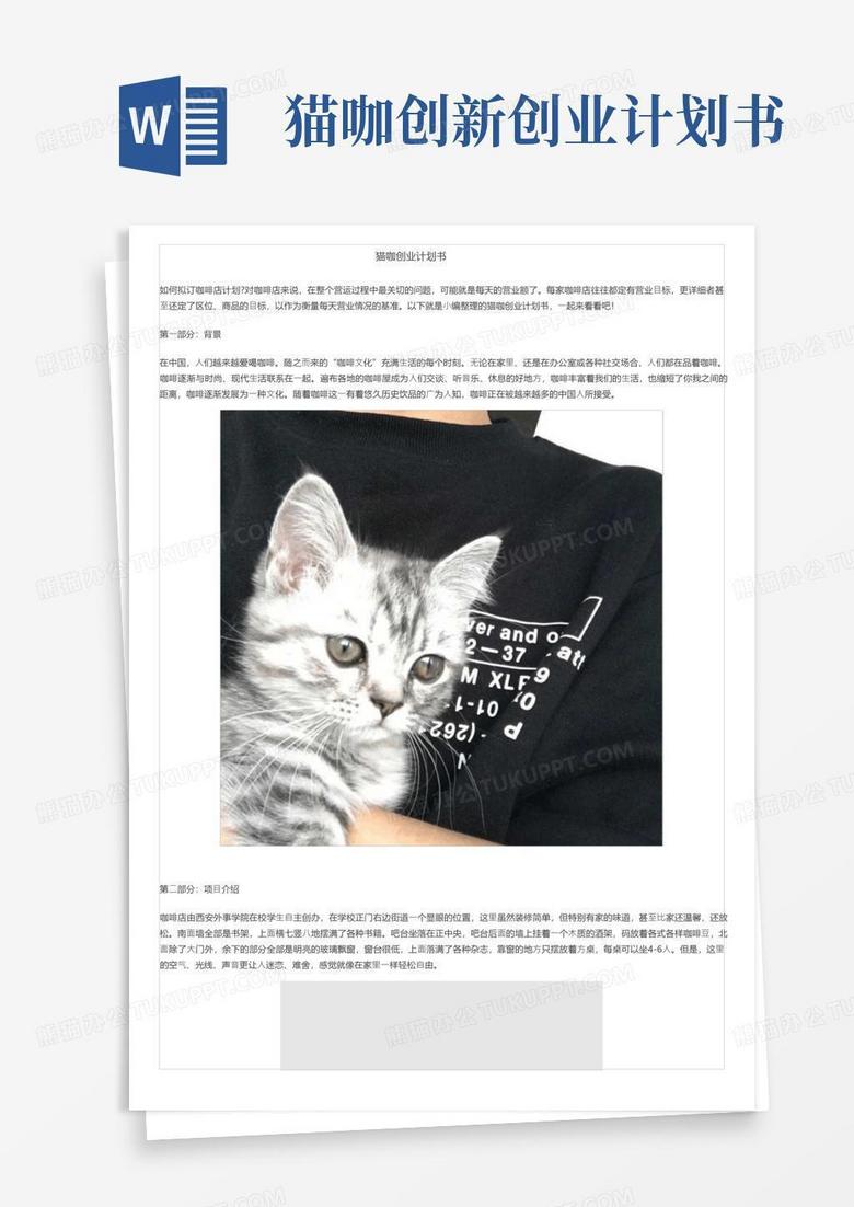 猫咖创业计划书Word模板下载 编号qorkyvjm 熊猫办公