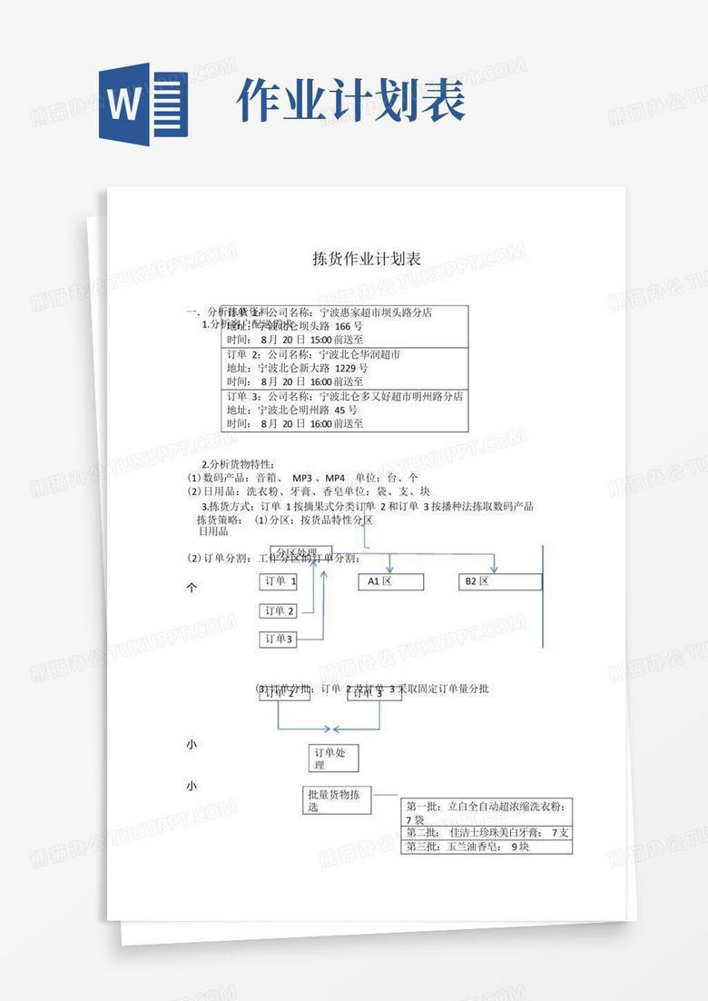 拣货作业计划表Word模板下载 编号lrxverxp 熊猫办公