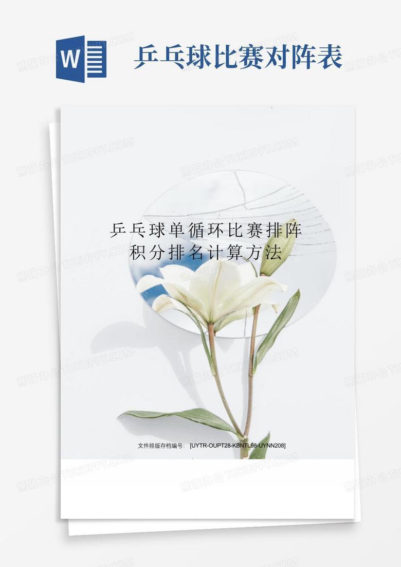 乒乓球单循环比赛排阵积分排名计算方法Word模板下载 编号lxooznvk 熊猫办公