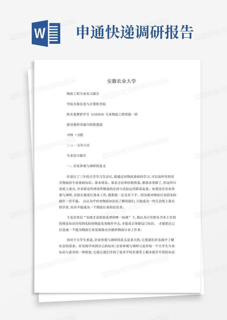 物流企业调研报告Word模板下载 编号qvjnpnvr 熊猫办公