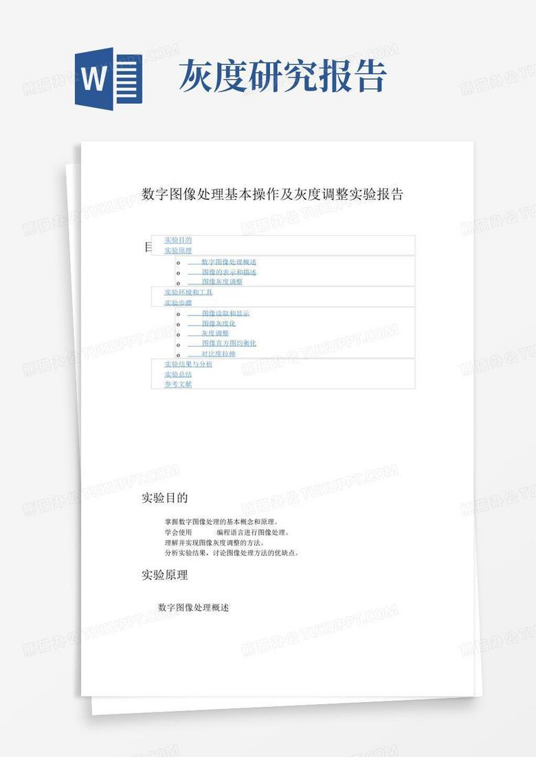 数字图像处理基本操作及灰度调整实验报告Word模板下载 编号ljynywyg 熊猫办公