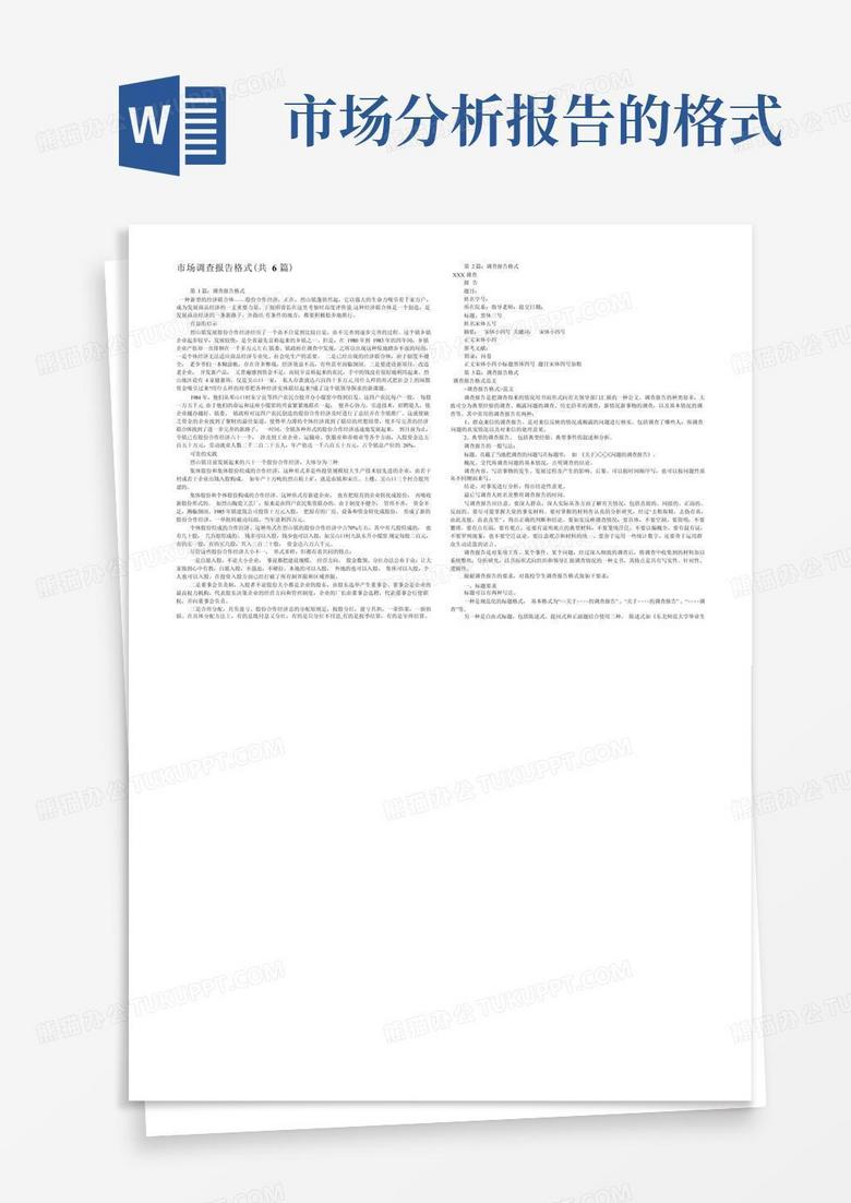 市场调查报告格式 共6篇 Word模板下载 编号lokewbky 熊猫办公