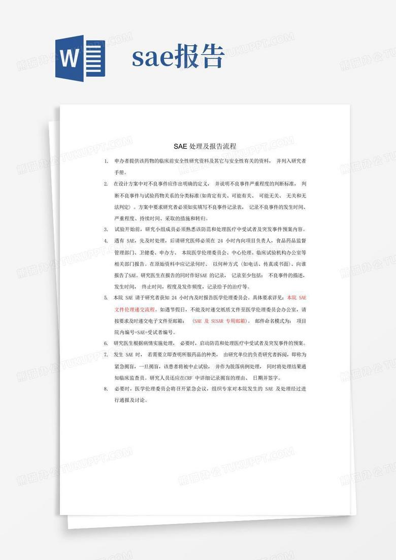 sae处理及报告流程Word模板下载 编号qngypxxj 熊猫办公