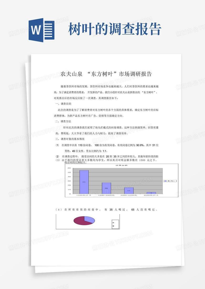农夫山泉东方树叶市场调研报告第二组Word模板下载 编号qyxjgyoe 熊猫办公