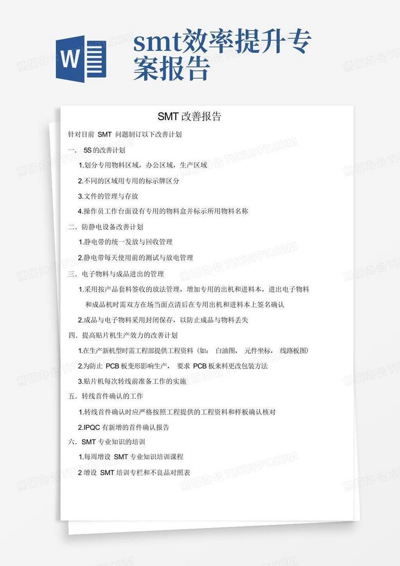 smt改善报告Word模板下载 编号leproraz 熊猫办公