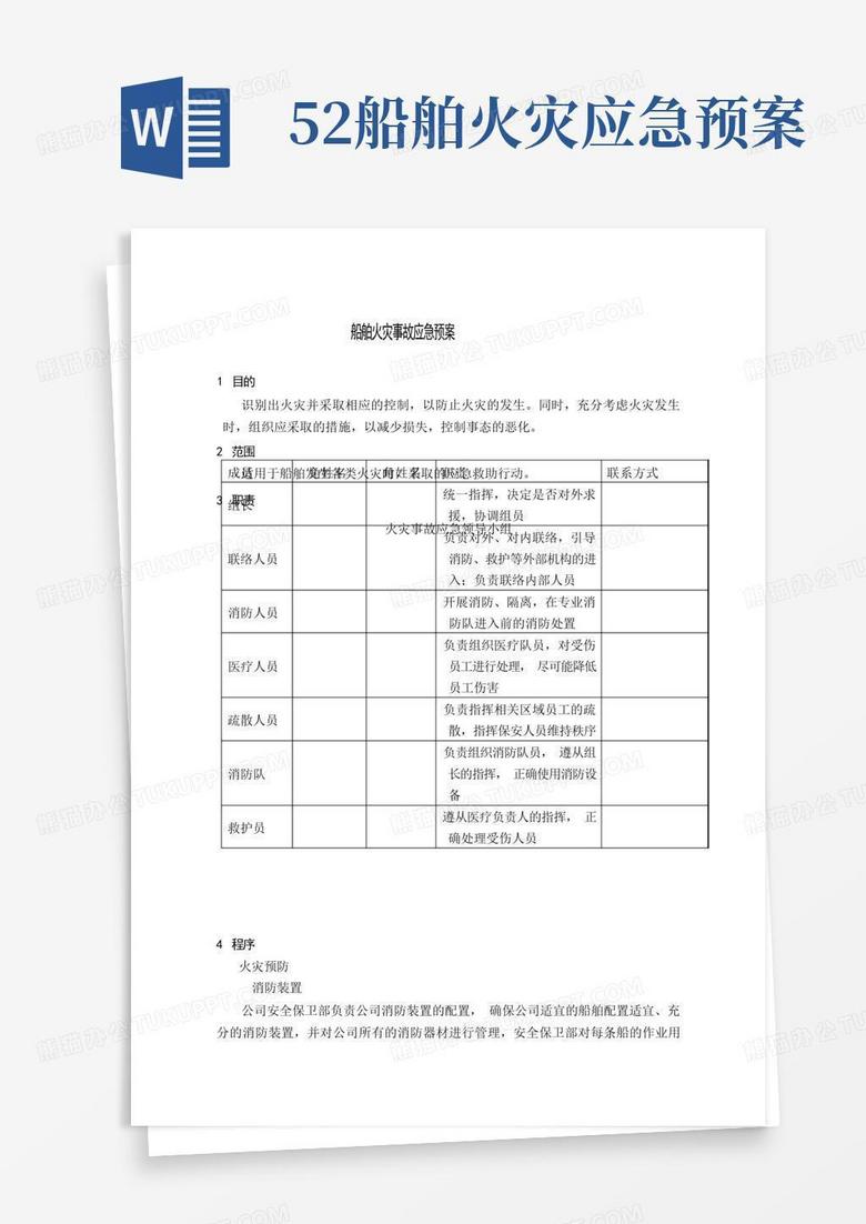 52船舶火灾应急预案Word模板下载 编号lwmekbne 熊猫办公