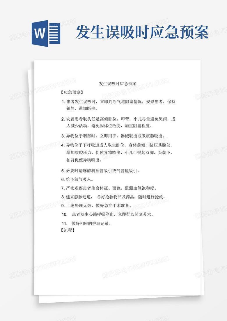 发生误吸时应急预案Word模板下载 编号lpgeokgd 熊猫办公