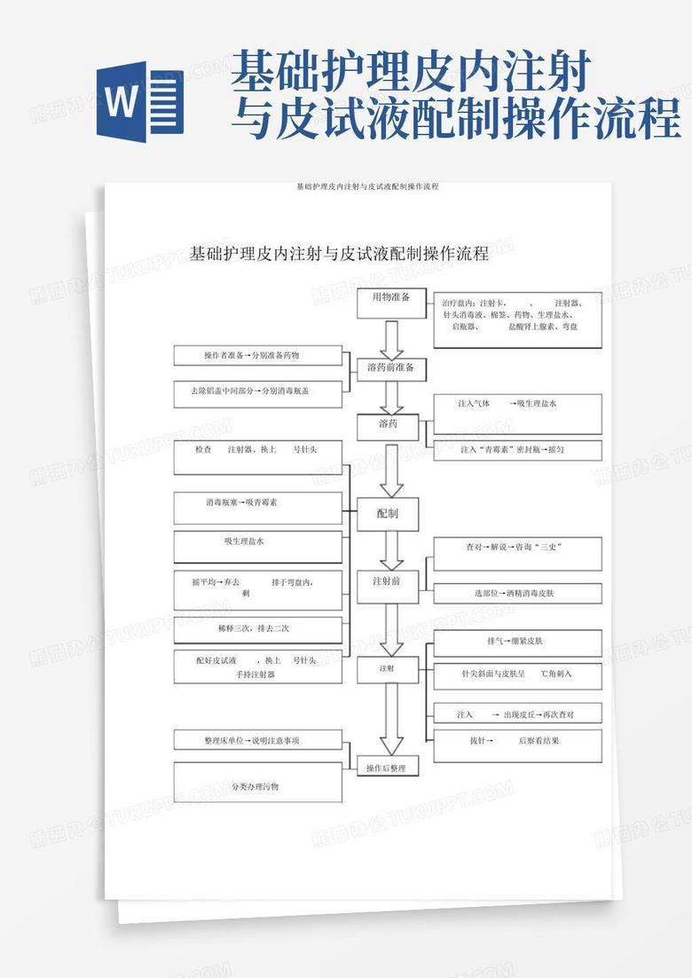基础护理皮内注射与皮试液配制操作流程Word模板下载 编号lgrjpmwz 熊猫办公