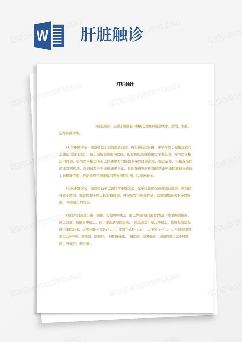 肝脏触诊Word模板下载 编号lmvbrvmb 熊猫办公