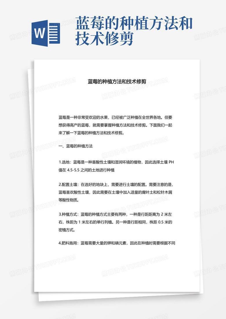 蓝莓的种植方法和技术修剪Word模板下载 编号qzrobdpx 熊猫办公