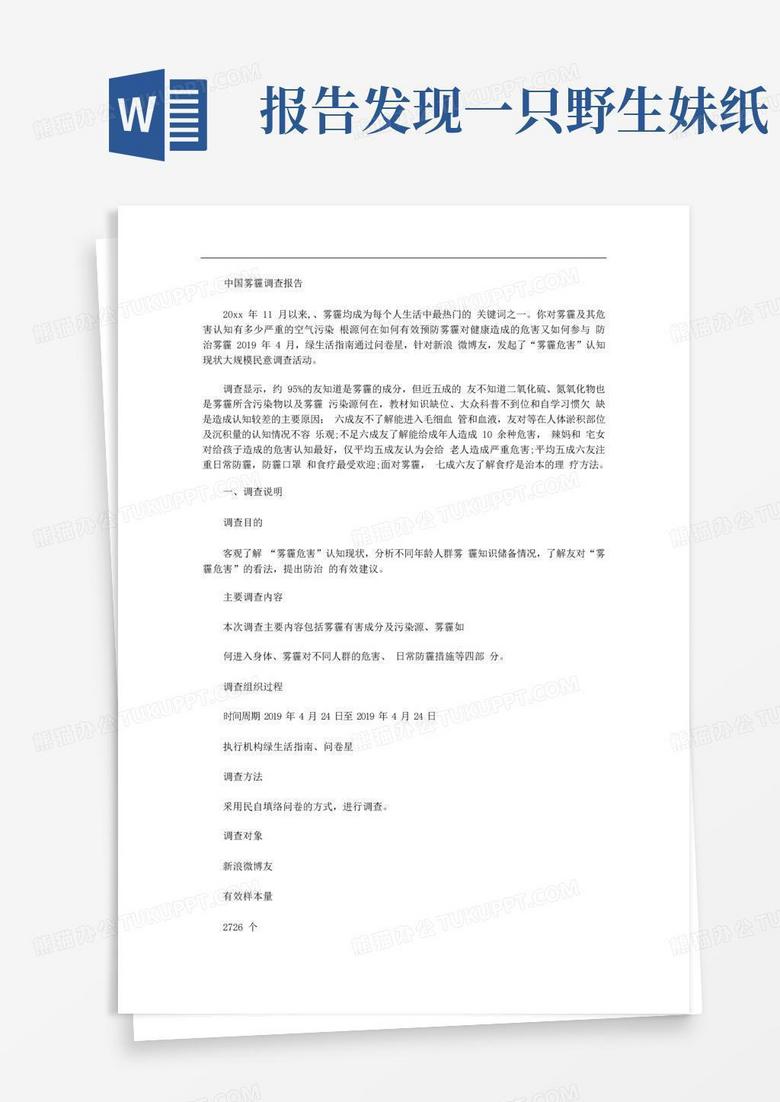 2020年中国雾霾调查报告材料 图文Word模板下载 编号qbaeapzg 熊猫办公