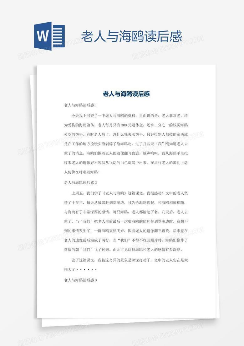 老人与海鸥读后感Word模板下载 编号enppoyae 熊猫办公