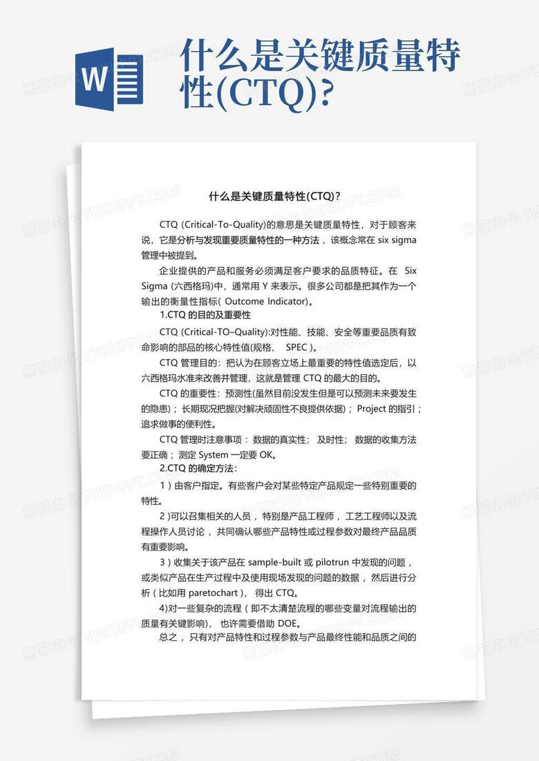 什么是关键质量特性 ctq Word模板下载 编号qyaogovv 熊猫办公