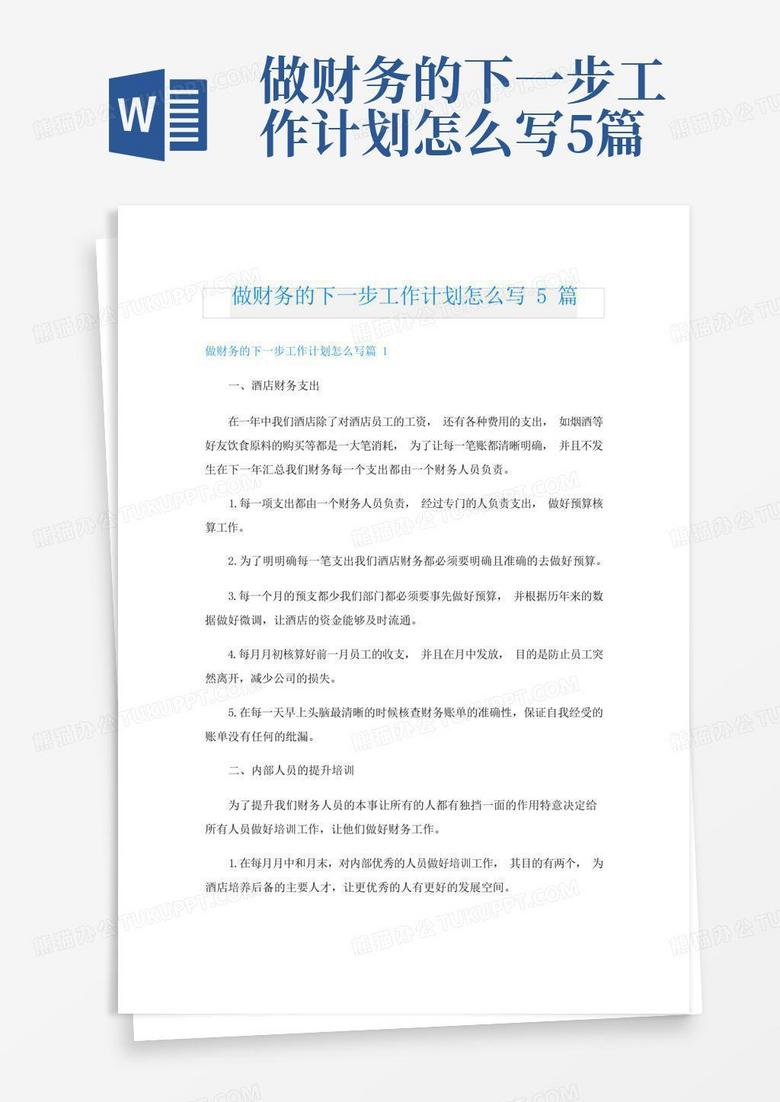 做财务的下一步工作计划怎么写5篇Word模板下载 编号lxpjgypw 熊猫办公