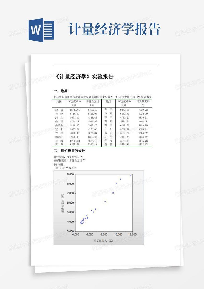 计量经济学实验报告Word模板下载 编号laejepek 熊猫办公
