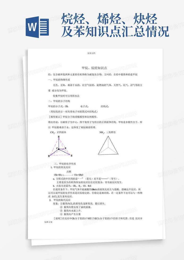 烷烃烯烃炔烃及苯知识点汇总情况Word模板下载 编号ldgnmwyz 熊猫办公
