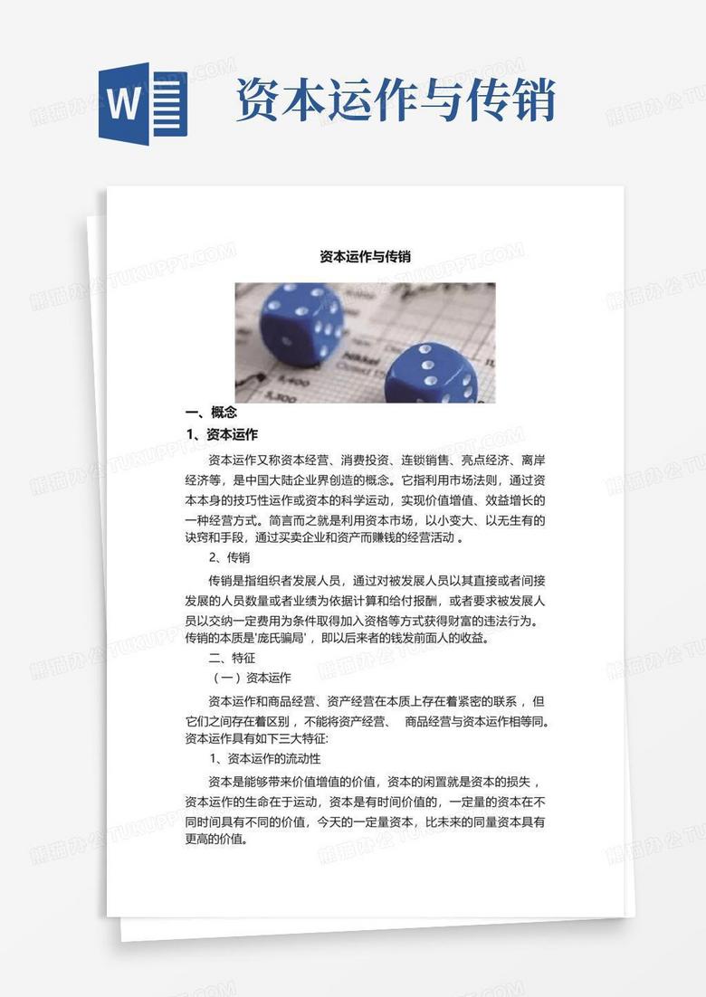 资本运作与传销Word模板下载 编号ljnnvoxd 熊猫办公