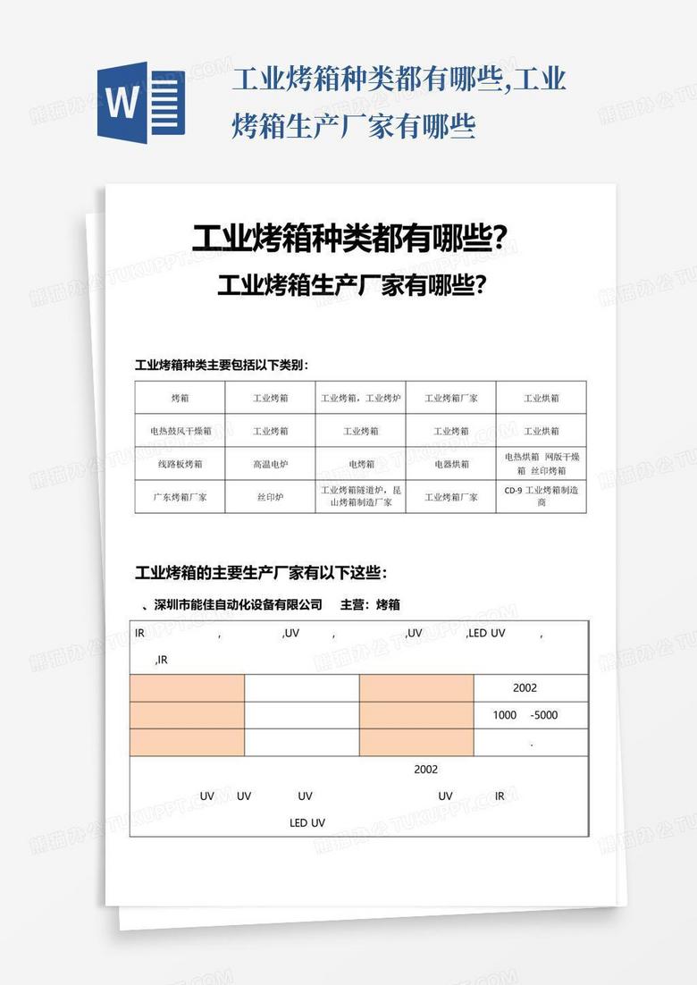 工业烤箱种类都有哪些 工业烤箱生产厂家有哪些Word模板下载 编号lzrkrmar 熊猫办公