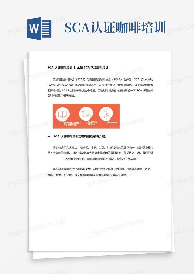 sca认证咖啡培训Word模板下载 编号lydwxjda 熊猫办公