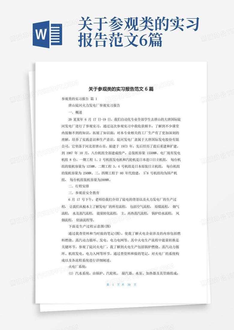 关于参观类的实习报告范文6篇Word模板下载 编号qdgrbkax 熊猫办公