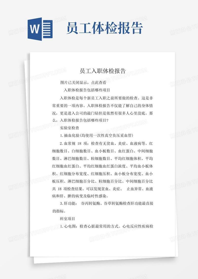 员工入职体检报告Word模板下载 编号lgmprjng 熊猫办公