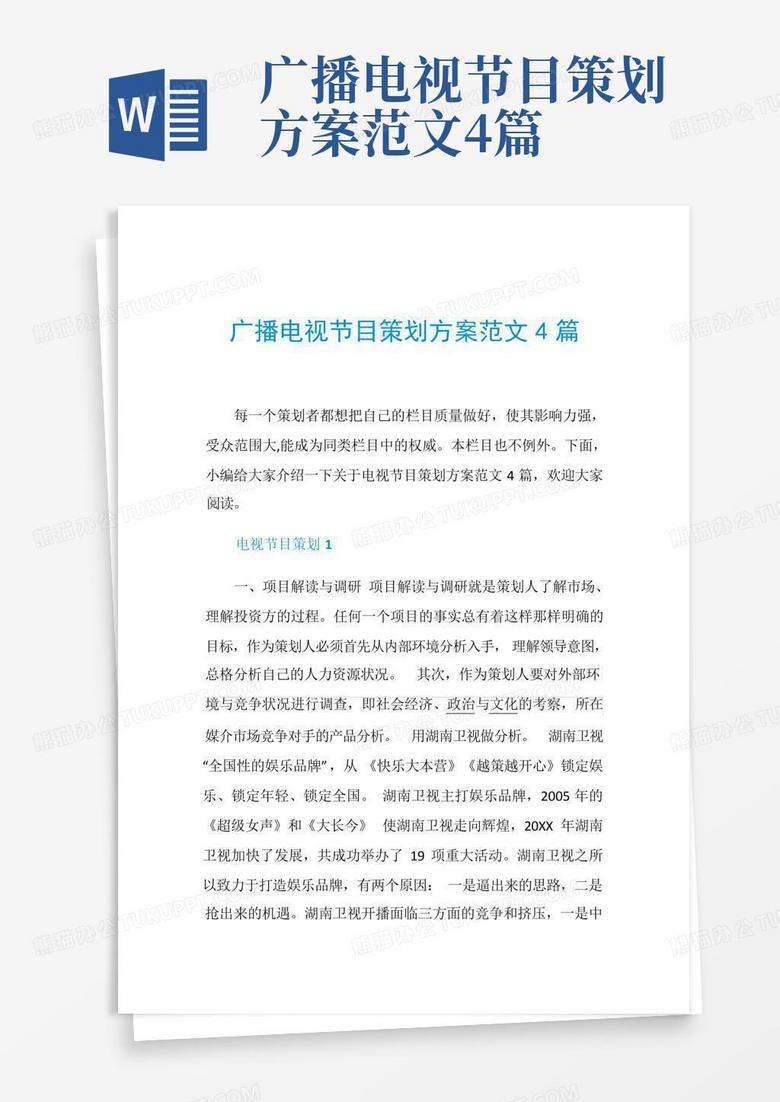 广播电视节目策划方案范文4篇Word模板下载 编号ldgvepog 熊猫办公