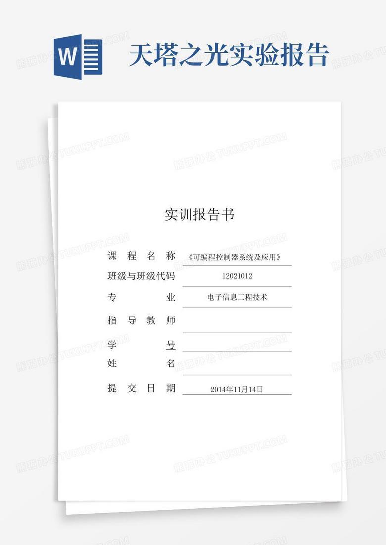 天塔之光实训报告Word模板下载 编号qwoogjmv 熊猫办公