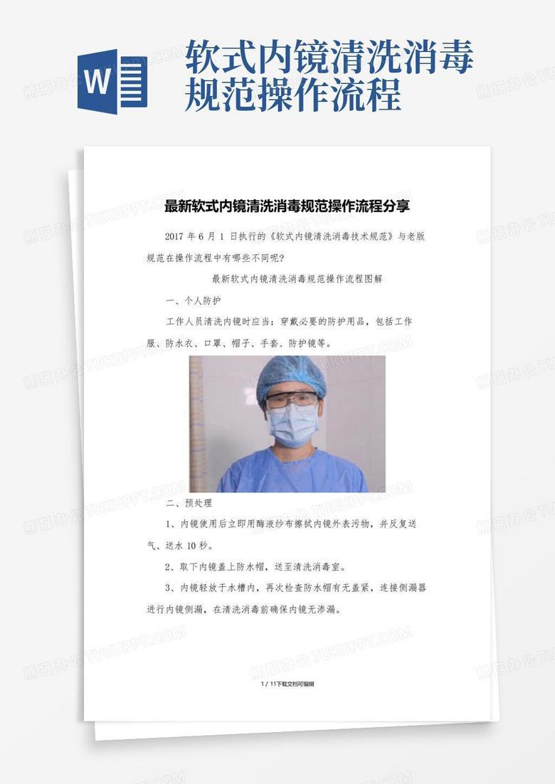 软式内镜清洗消毒规范操作流程Word模板下载 编号qrpgdozm 熊猫办公