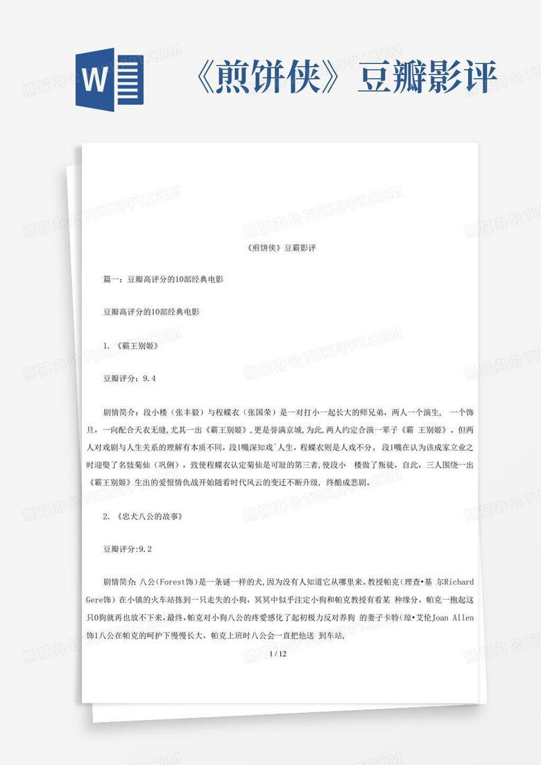 煎饼侠豆瓣影评Word模板下载 编号lppkjyak 熊猫办公
