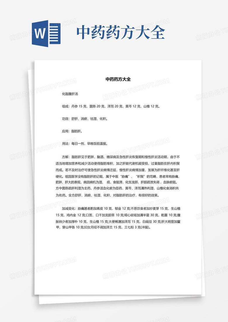 中药药方大全Word模板下载 编号qxxxjvzd 熊猫办公
