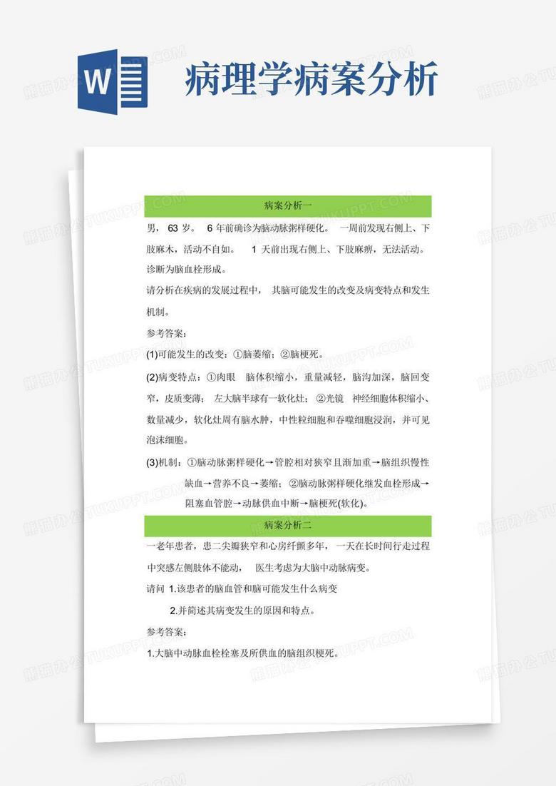 病理学病案分析Word模板下载 编号qwppxgga 熊猫办公
