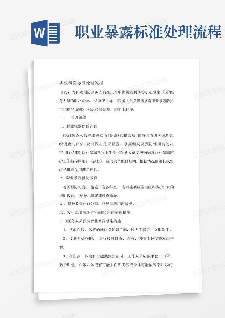 职业暴露标准处理流程Word模板下载 编号qoewappr 熊猫办公