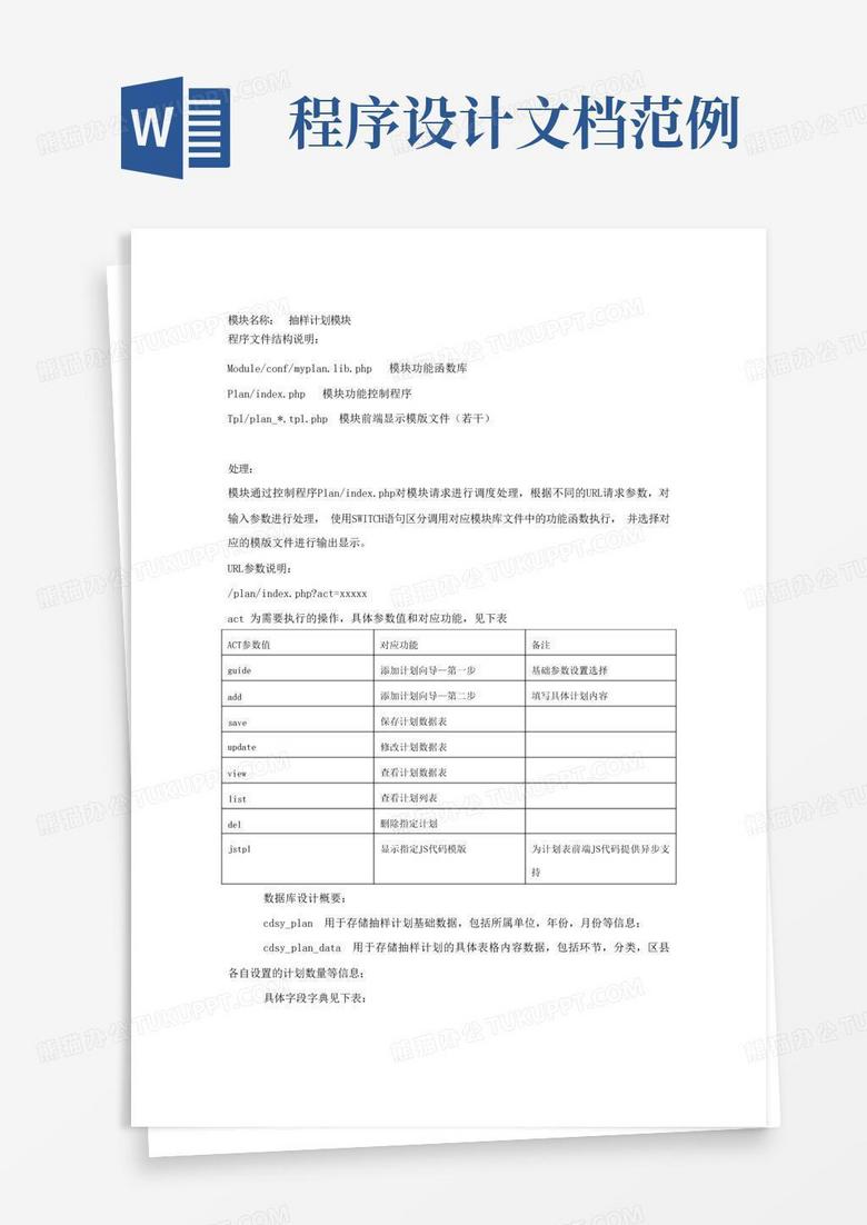 程序设计文档范例Word模板下载 编号lkyznxzb 熊猫办公