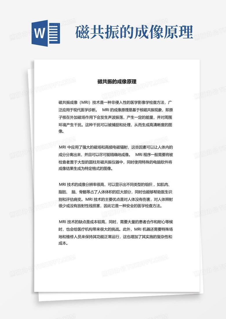 磁共振的成像原理Word模板下载 编号lbpbgxmb 熊猫办公