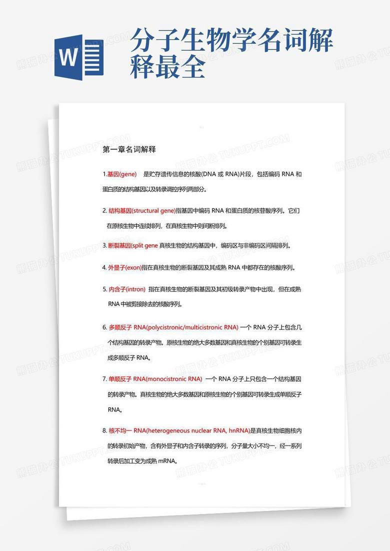 分子生物学名词解释最全Word模板下载 编号lxxmzkyo 熊猫办公