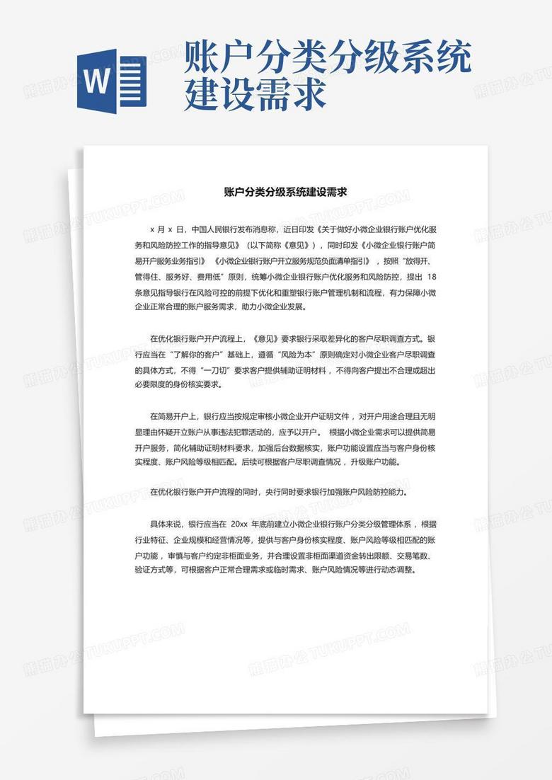 账户分类分级系统建设需求 Word模板下载 编号lkyavwdp 熊猫办公
