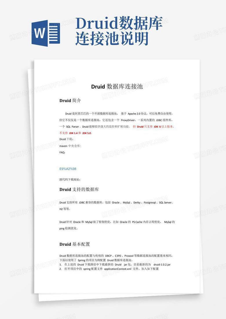 druid数据库连接池说明Word模板下载 编号qoebkdxy 熊猫办公