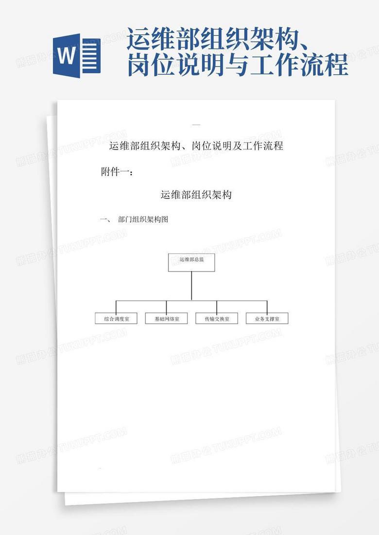 运维部组织架构岗位说明与工作流程Word模板下载 编号lmnwxobd 熊猫办公