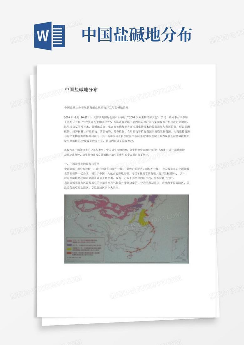 中国盐碱地分布Word模板下载 编号lwpexnyx 熊猫办公