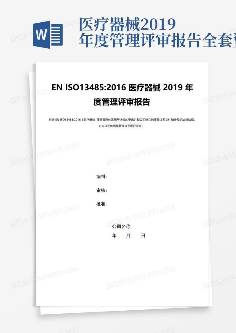 医疗器械2019年度管理评审报告全套资料Word模板下载 编号qknonwoz 熊猫办公